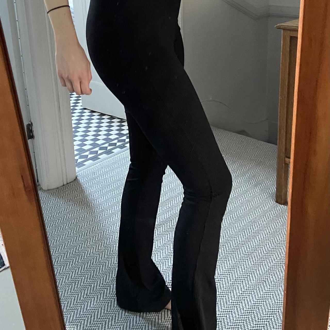 Black ribbed flare leggings Great pair of ribbed... - Depop