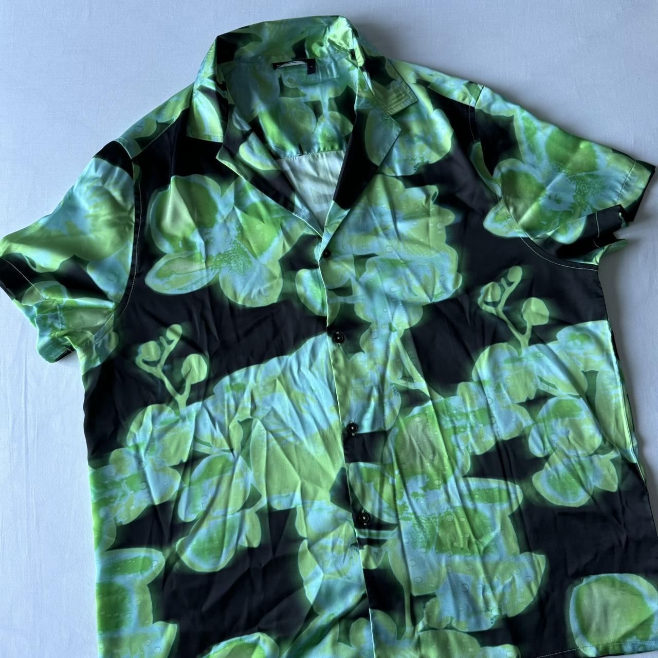 ASOS design Green and black orchid floral button up... - Depop