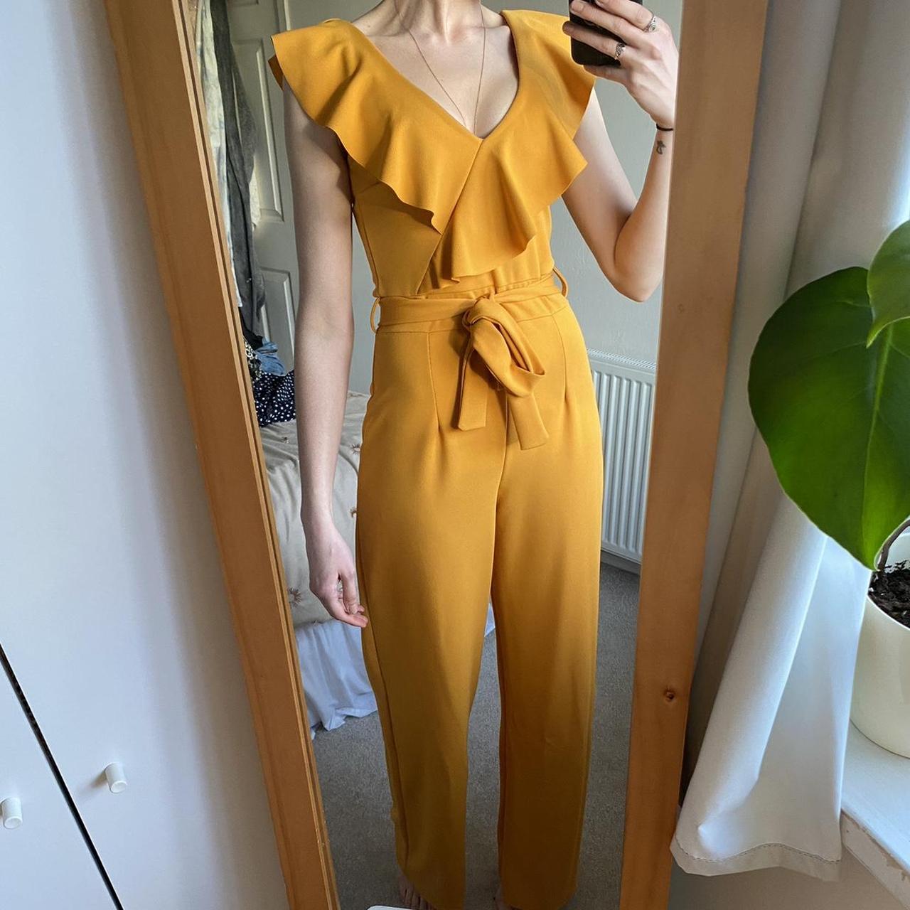 Size 8 quiz yellow mustard jumpsuit. Very comfy and... - Depop
