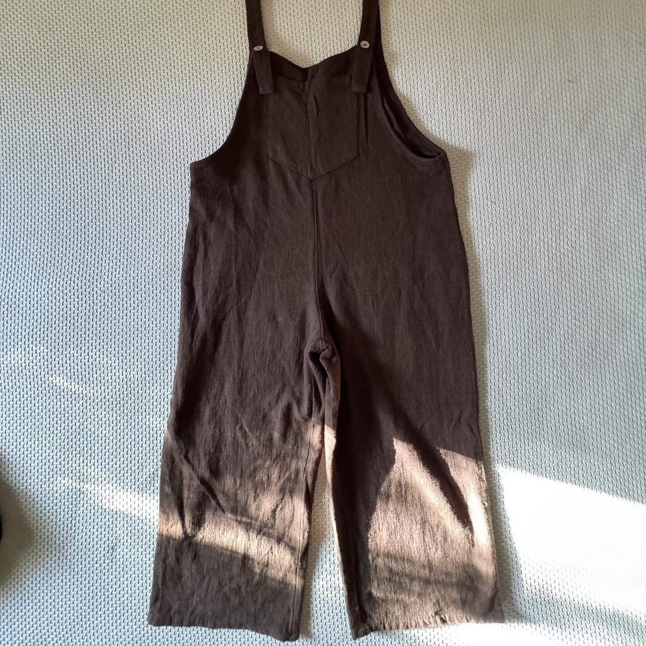 brown overalls from ghanda v cute could fit a lot... - Depop