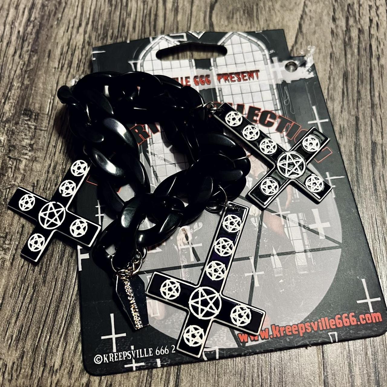 Kreepsville 666 Inverted Cross pentagram chunky... - Depop