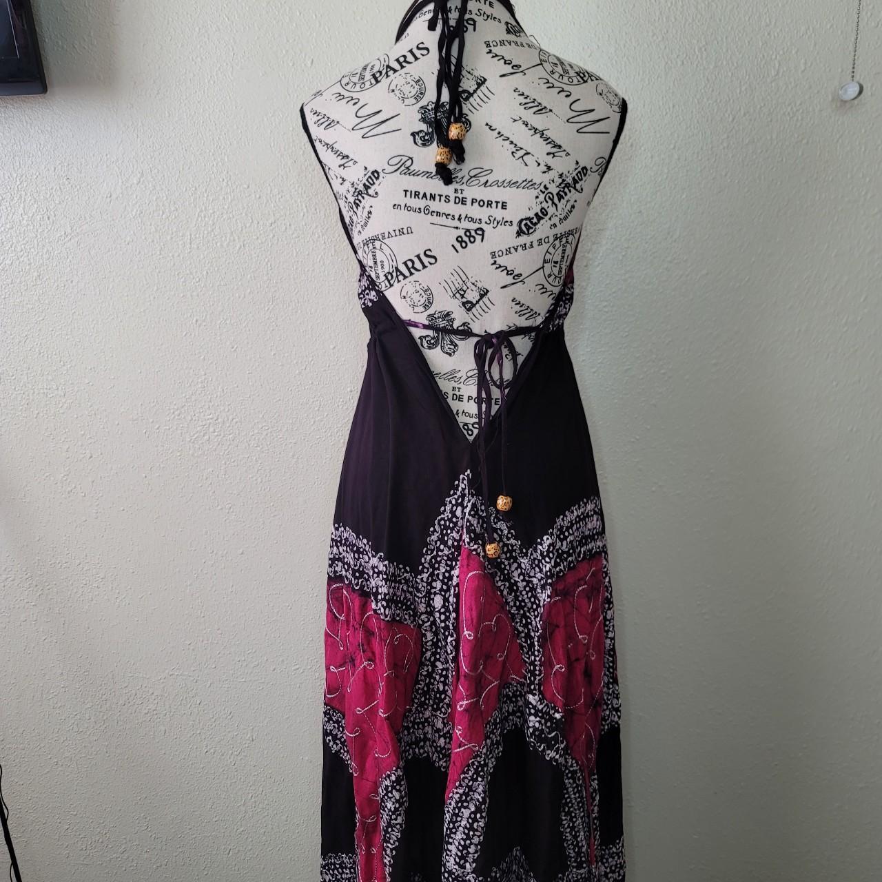 beautiful long bohemian hippie halter dress size:... - Depop