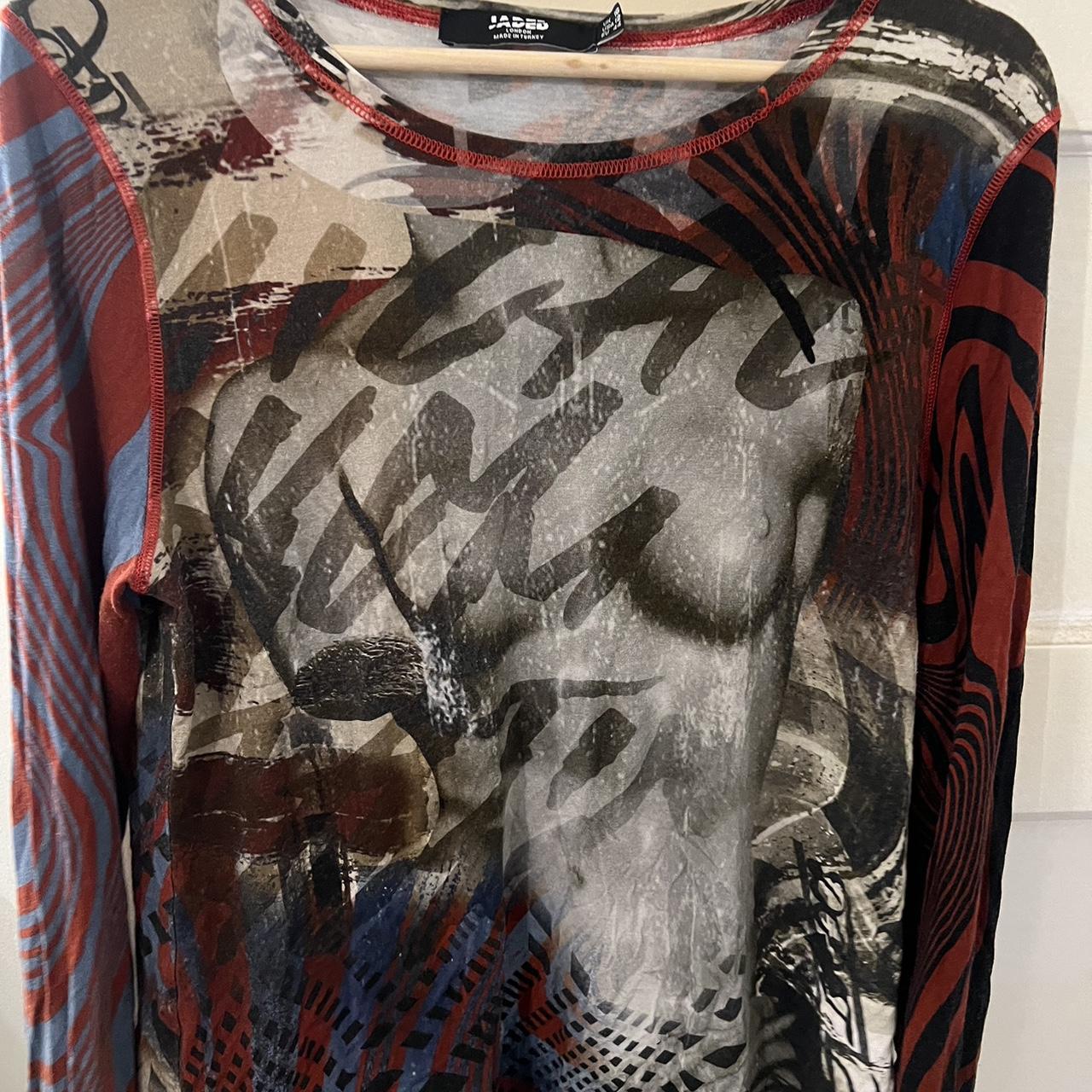 Jaded London body silhouette Mesh long sleeve top... - Depop