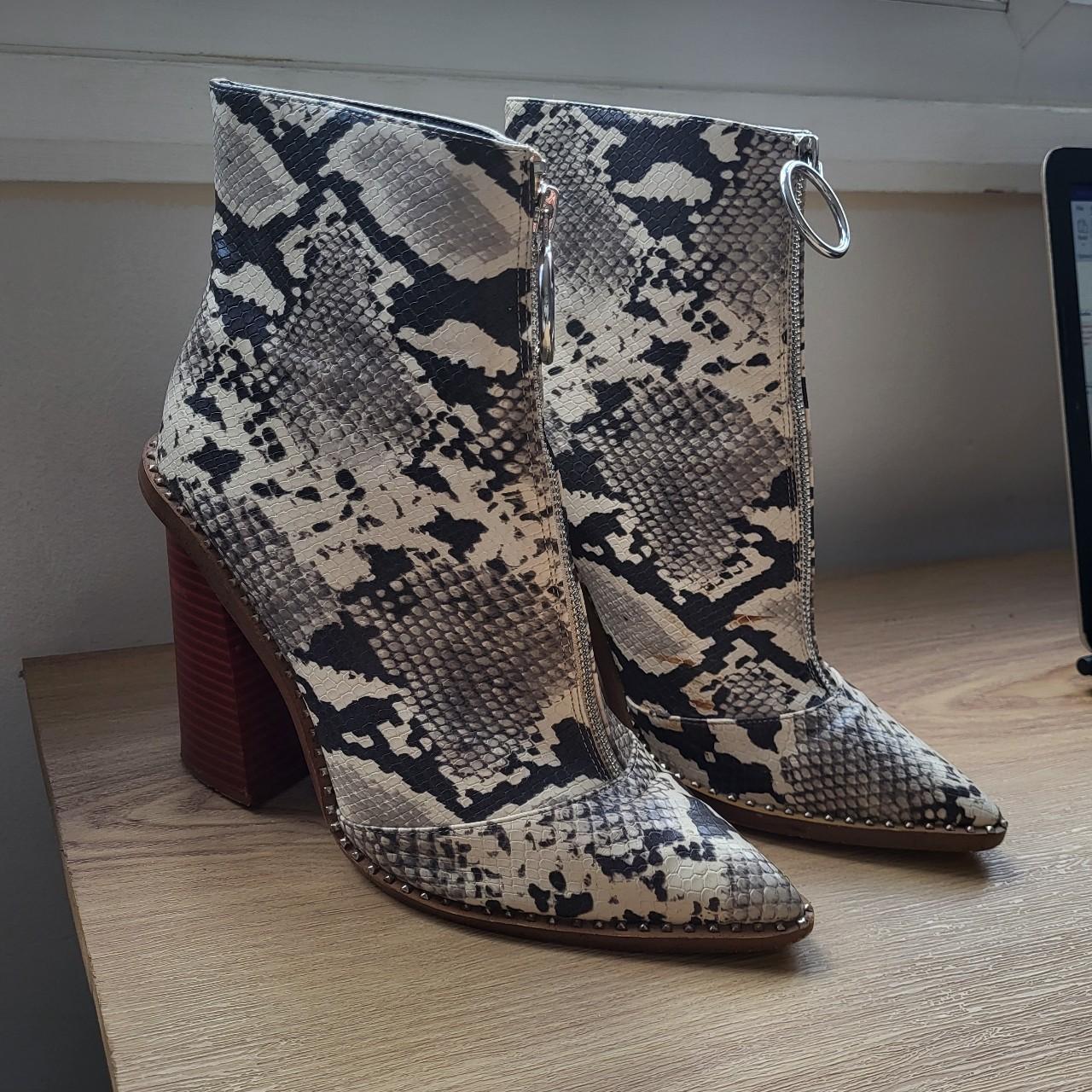 Misguided snake print, block heel size 7 boots.... - Depop