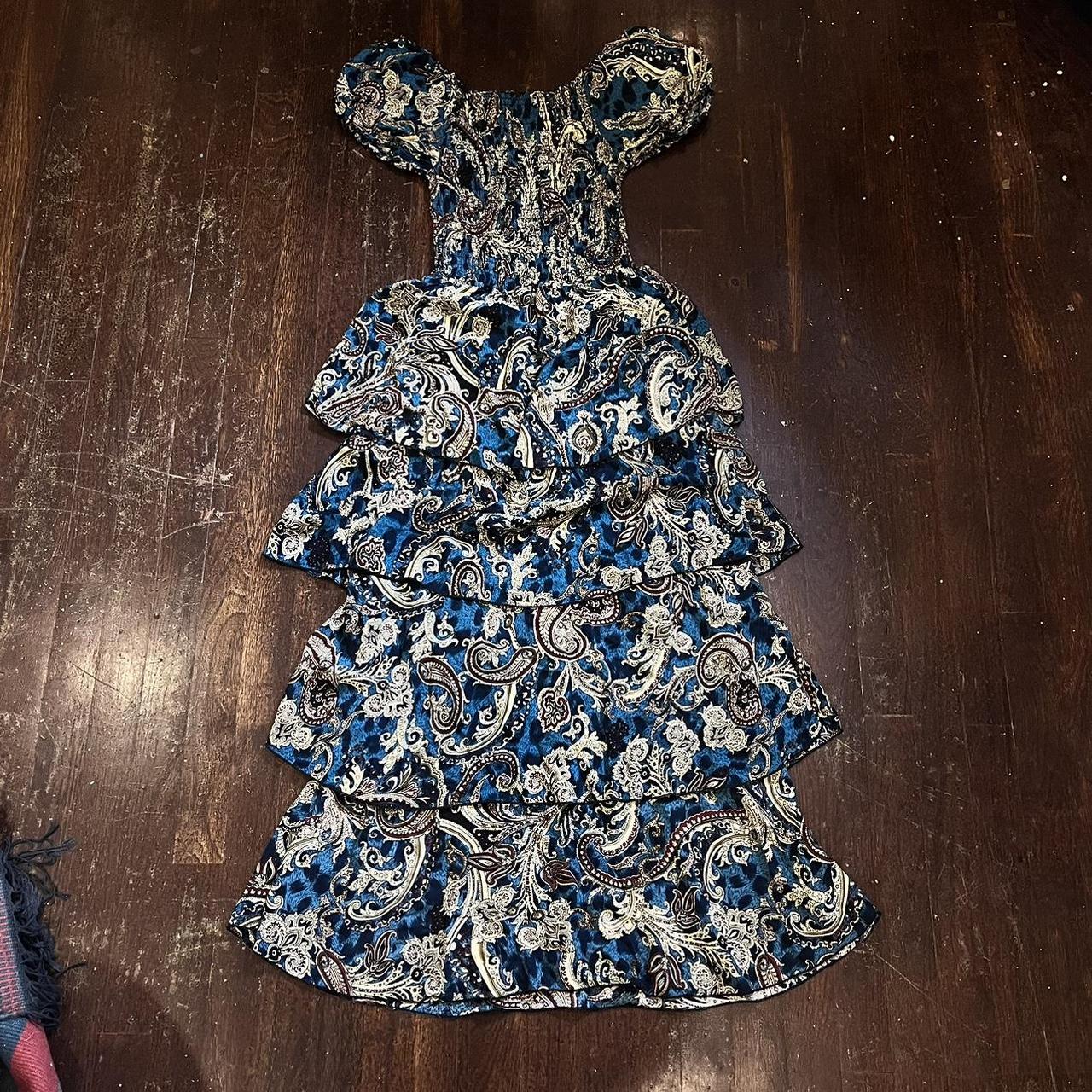 the most unique maxi dress! tiered ruffled all the... - Depop