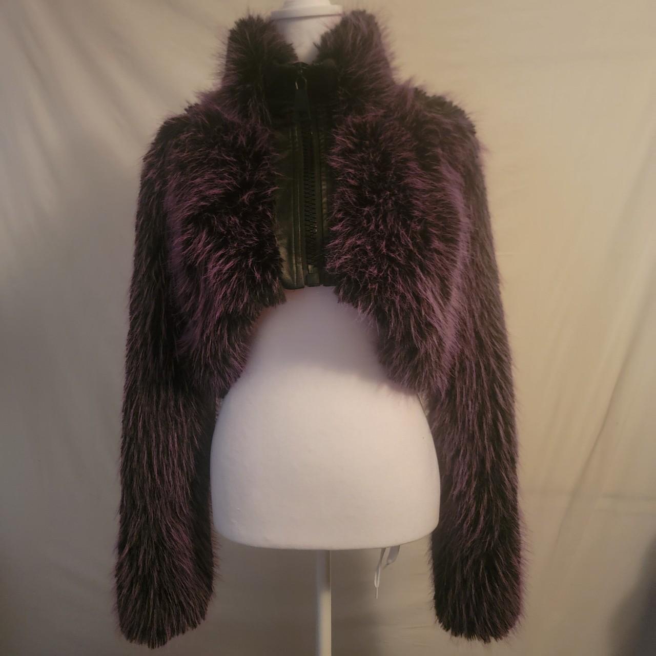 punk rave fur jacket dark furrious NWT perfect... | Depop