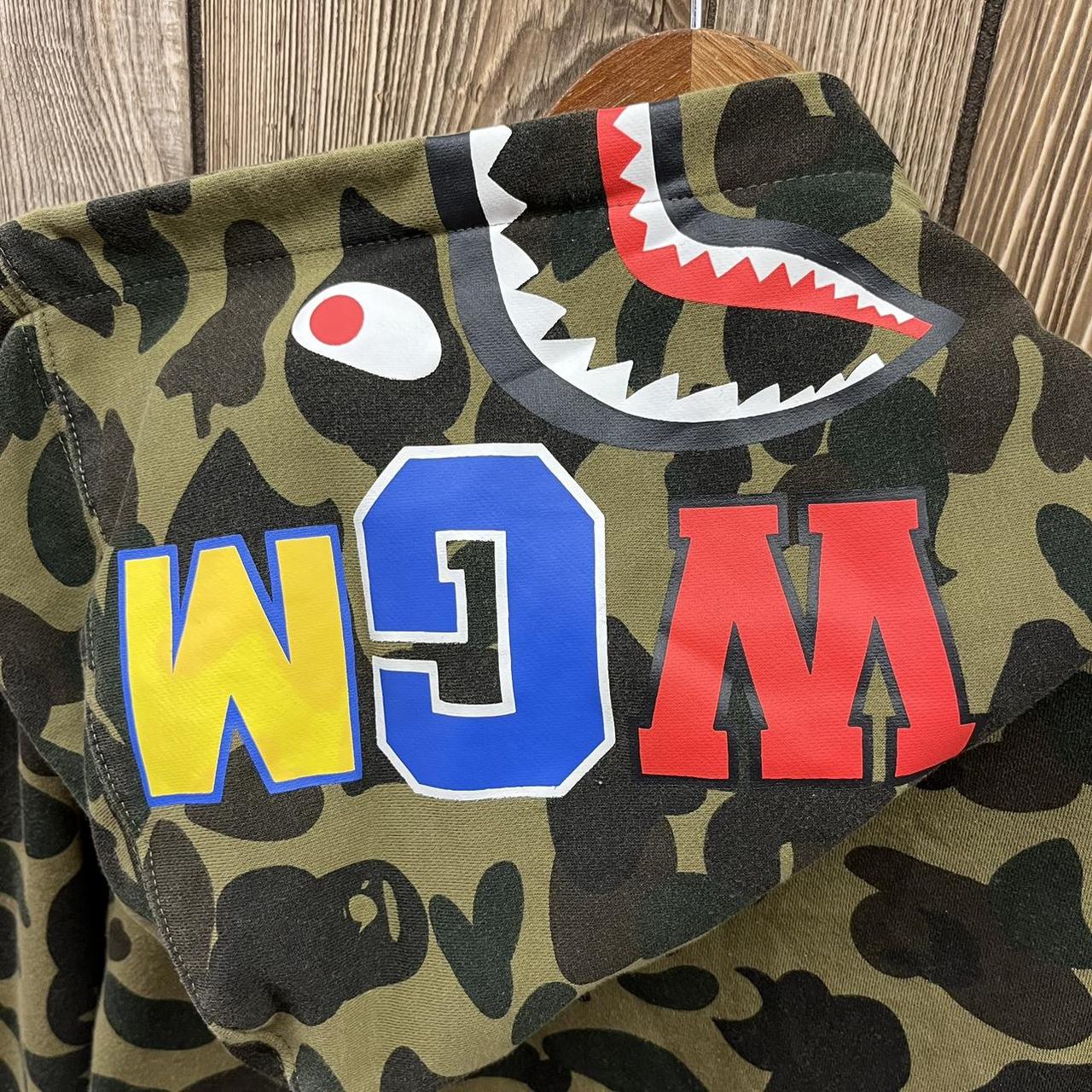 A Bathing Ape Bape College Shark Tooth WGM Pullover... | Depop