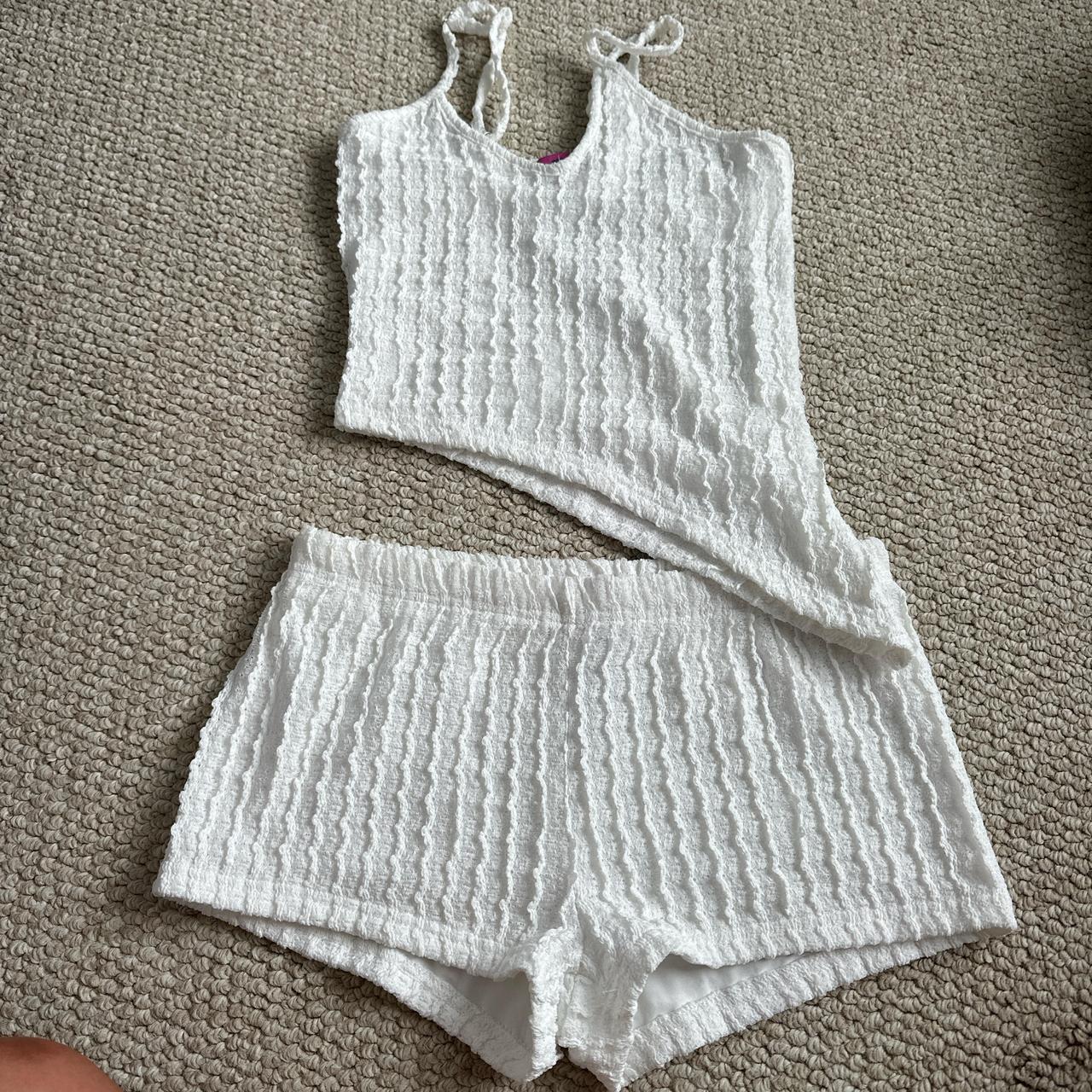 Edikted white set, worn once, bottoms are a M and... | Depop