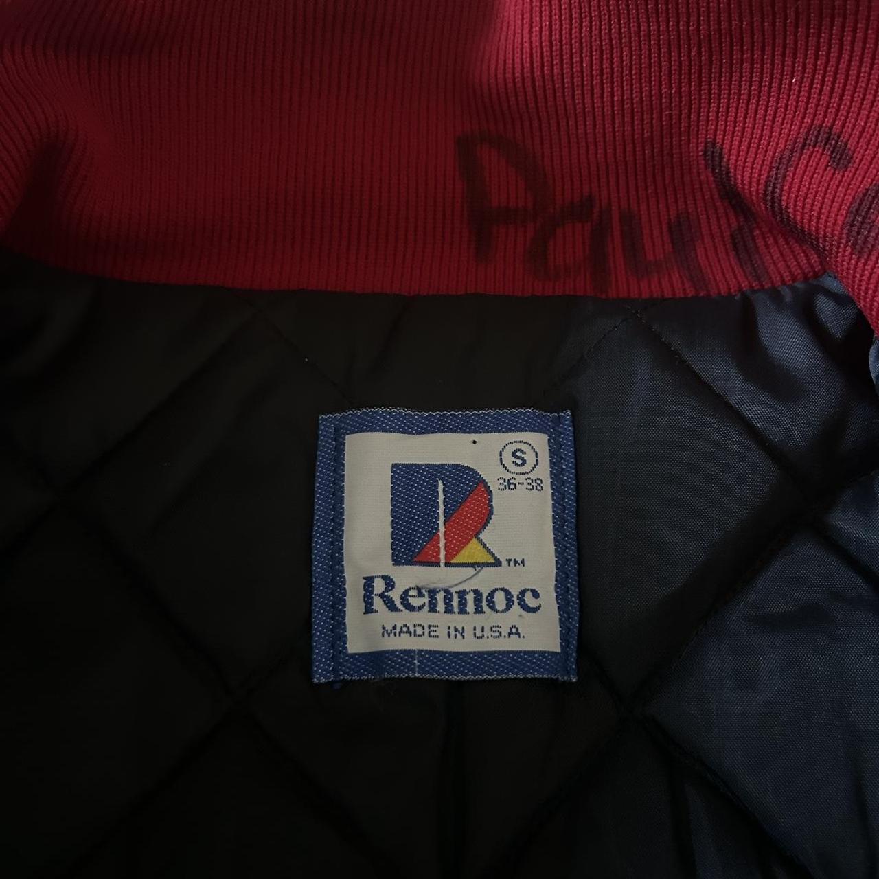 vintage blank varsity jacket red wool body with... - Depop