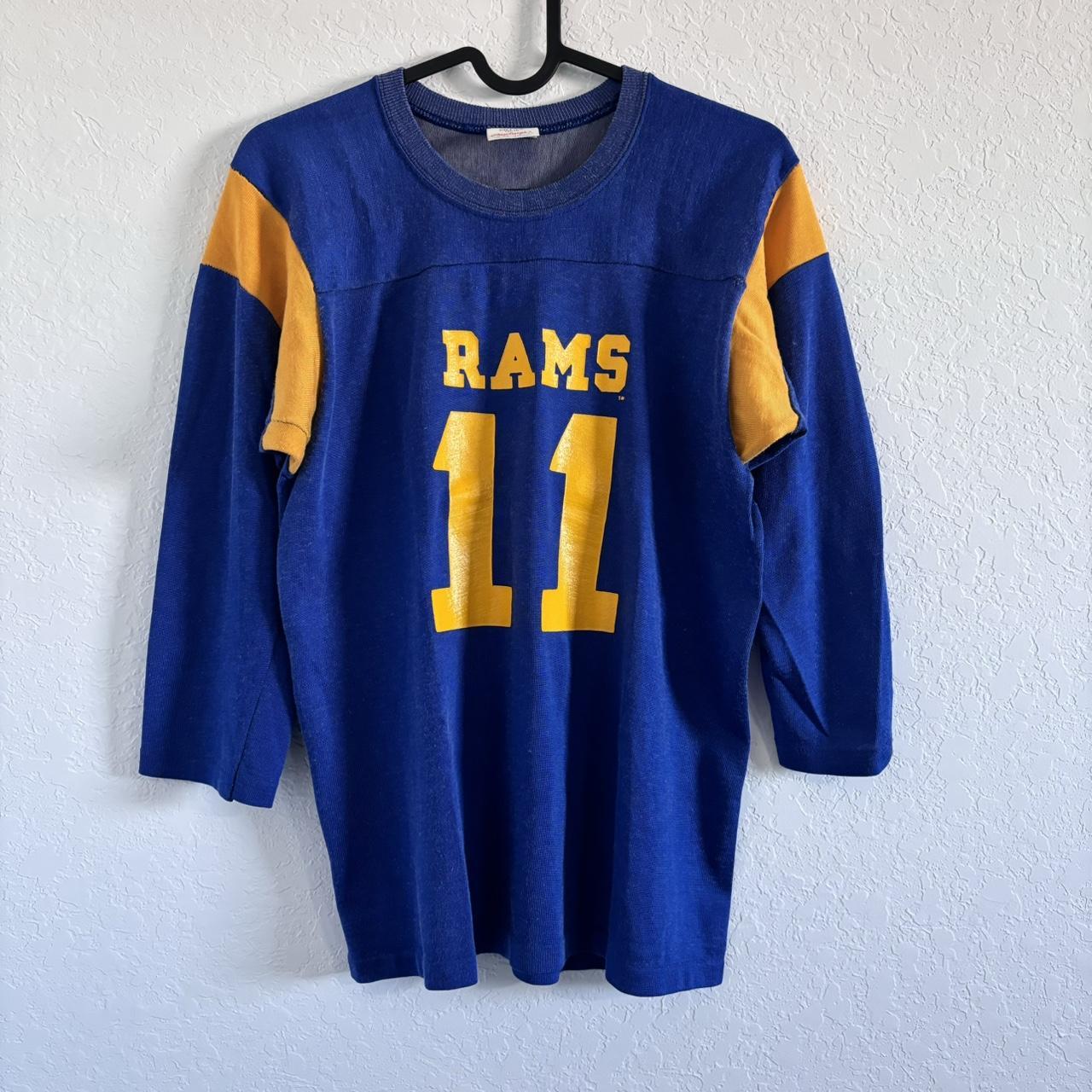 vintage 70s 80s rams 3/4 sleeve jersey cool paneling... - Depop