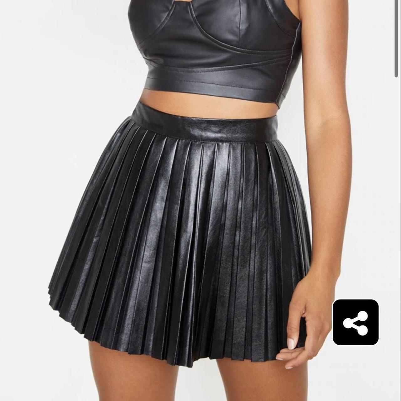 PLT Leather Pleated Skirt Never been worn Perfect... - Depop
