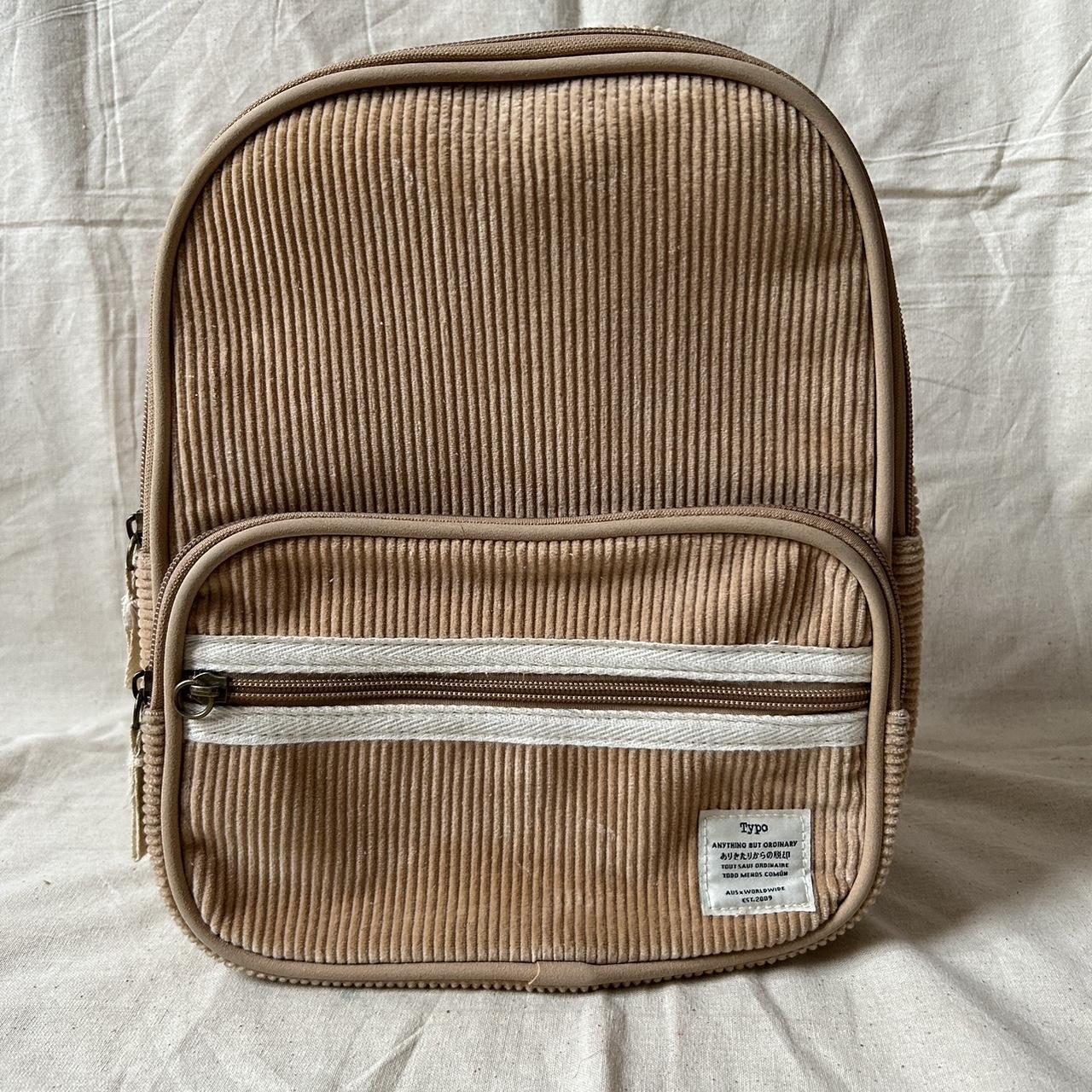 TYPO CORDUROY BACKPACK Some wear and tear, fabric... - Depop