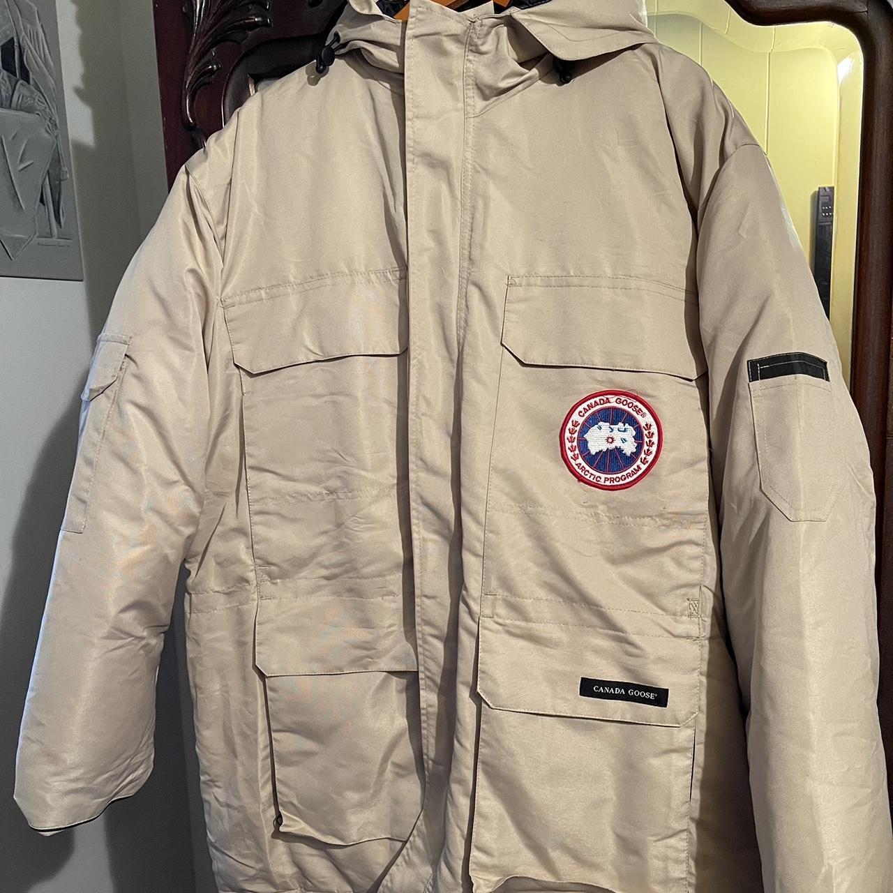 Canada Goose Men's Tan and Cream Coat | Depop