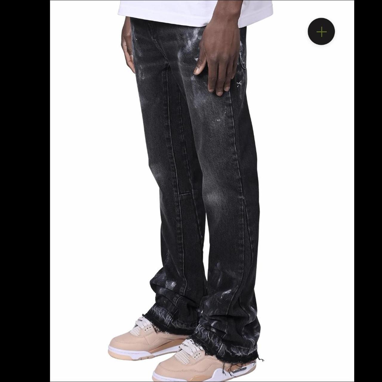 REPUTATION STUDIOS Flare black painters denim jeans.... - Depop