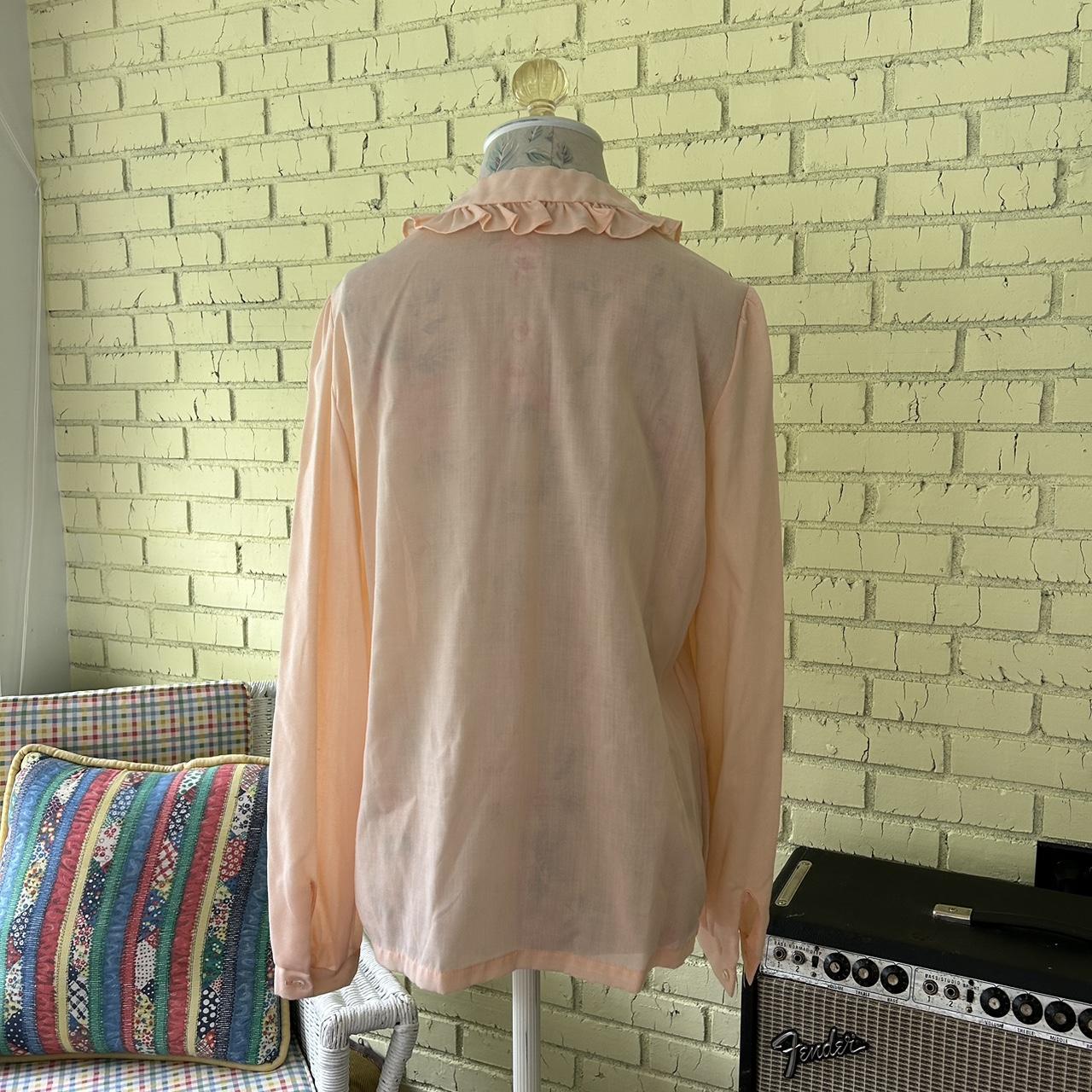 🩰Vintage 1980s feminine prairie peach pink ruffle... - Depop