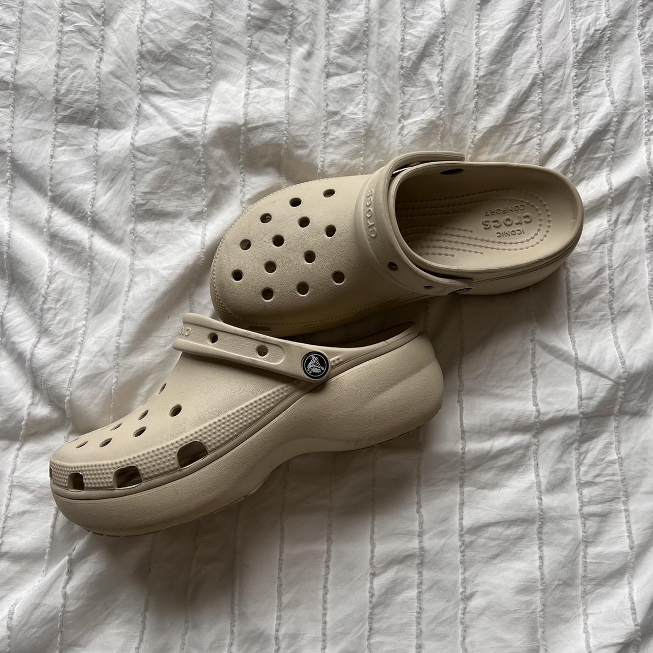 Bone Platform Crocs - Like New, Authentic,... - Depop