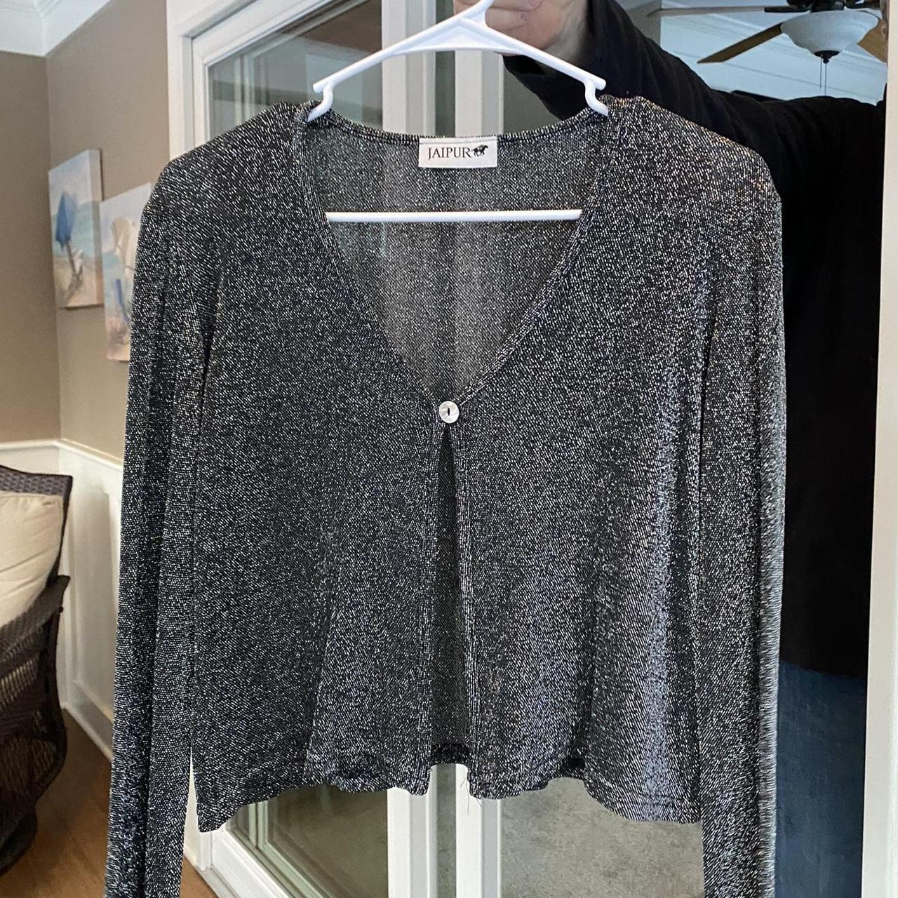 Women's Black and Silver Cardigan | Depop