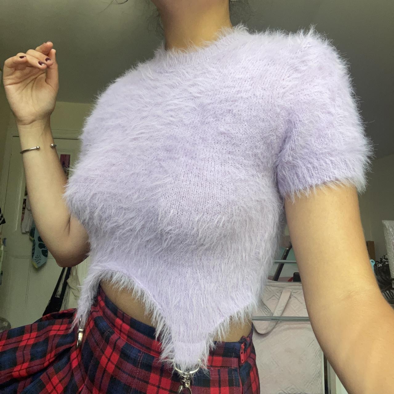lilac ragged priest top !! beautiful mohair pastel... - Depop