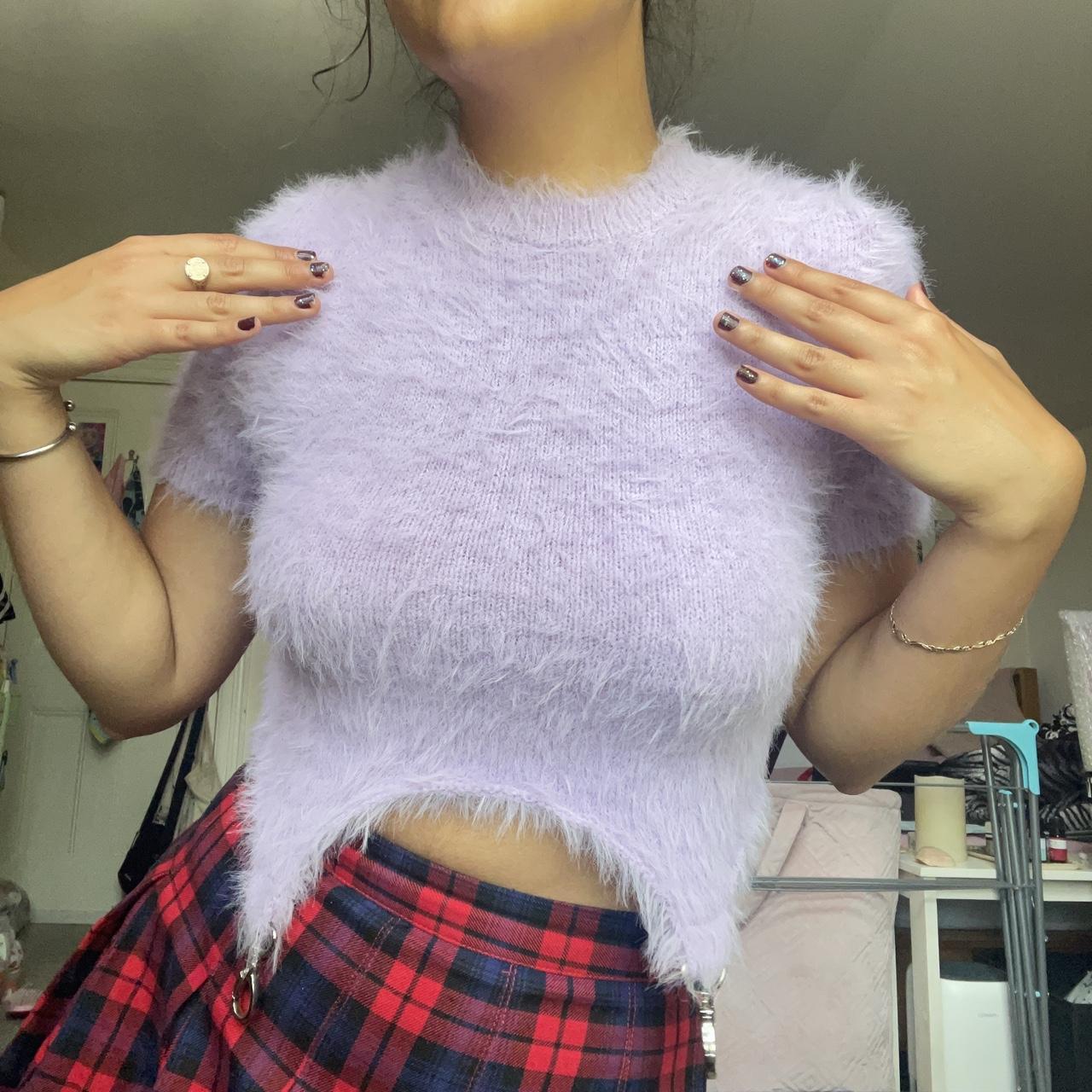 lilac ragged priest top !! beautiful mohair pastel... - Depop