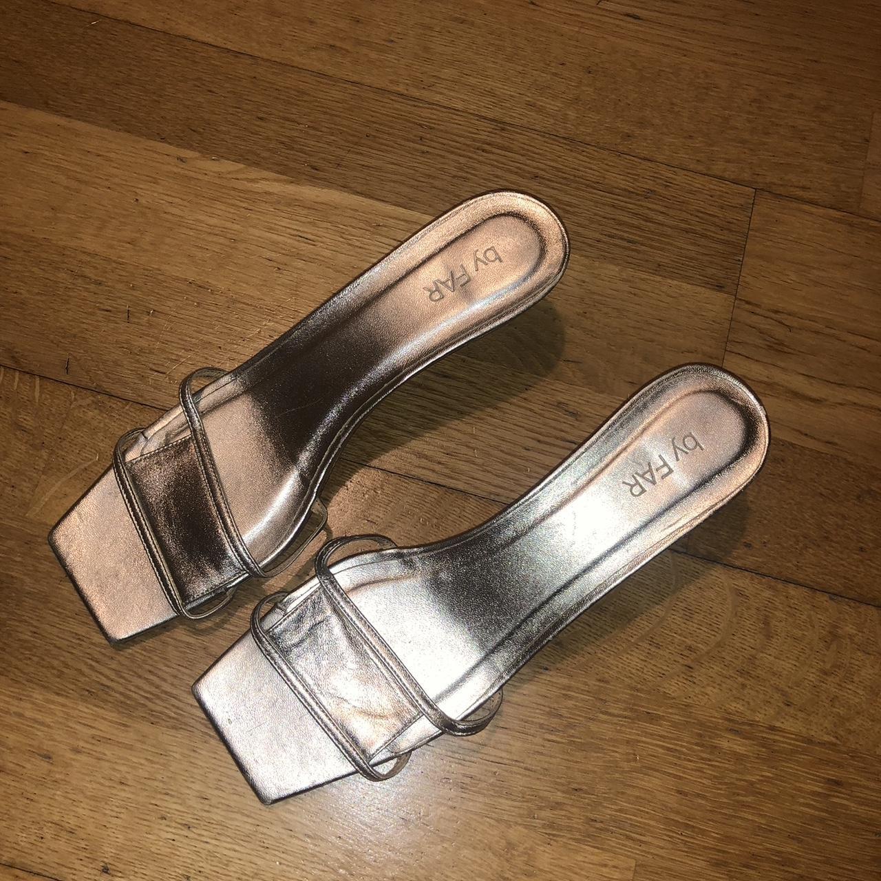 By Far designed golden mule shoes UK6 used a few... - Depop