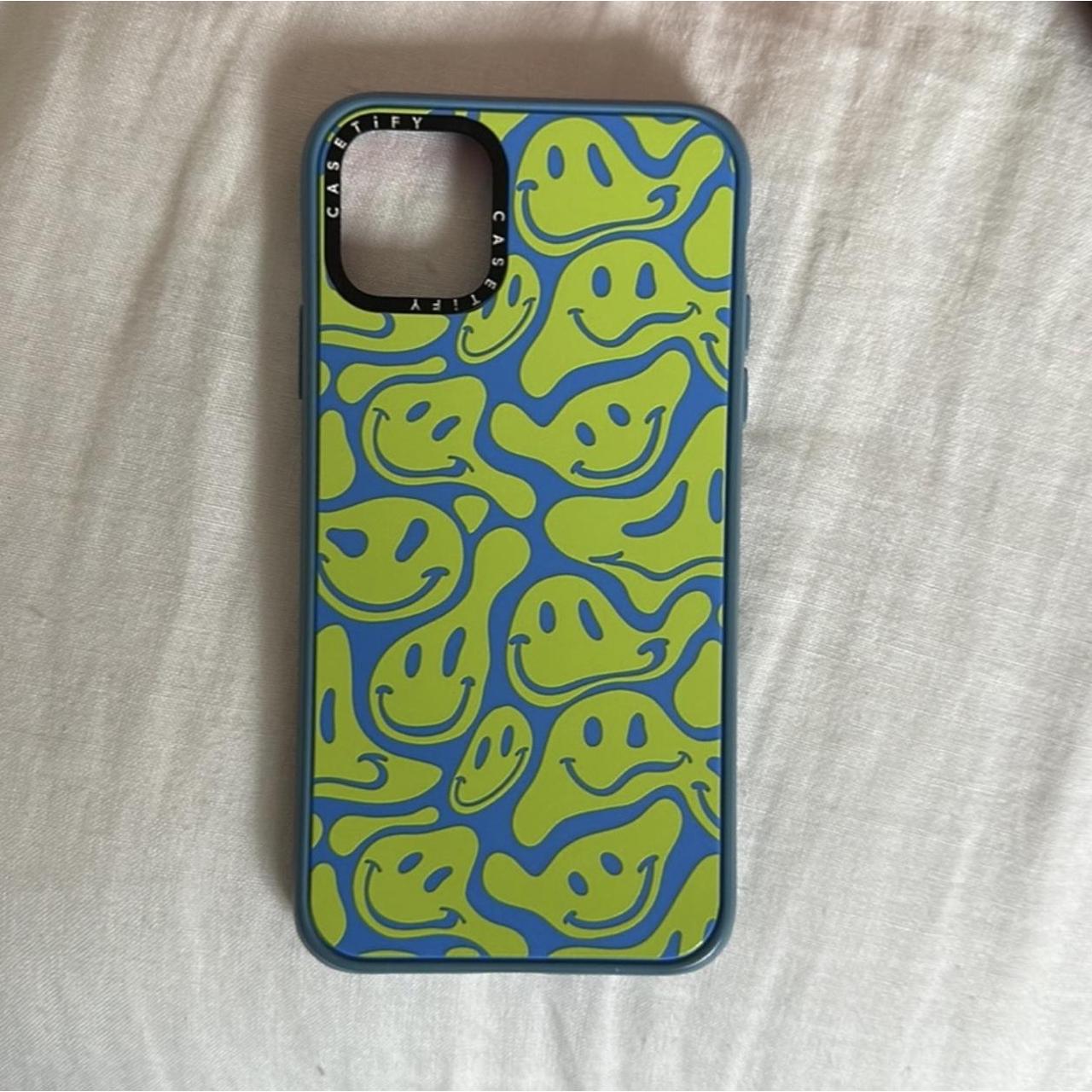 Casetify blue and yellow smiley face iphone 11 pro... - Depop