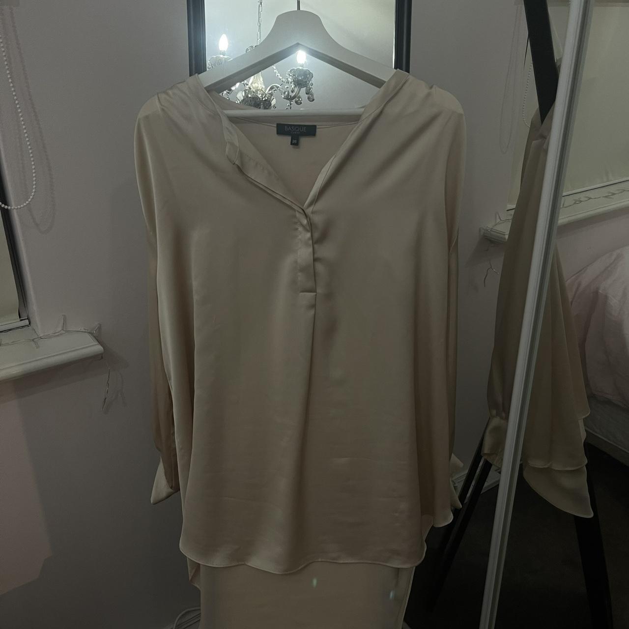 basque curve silk blouse - does have a few pulls on it - Depop