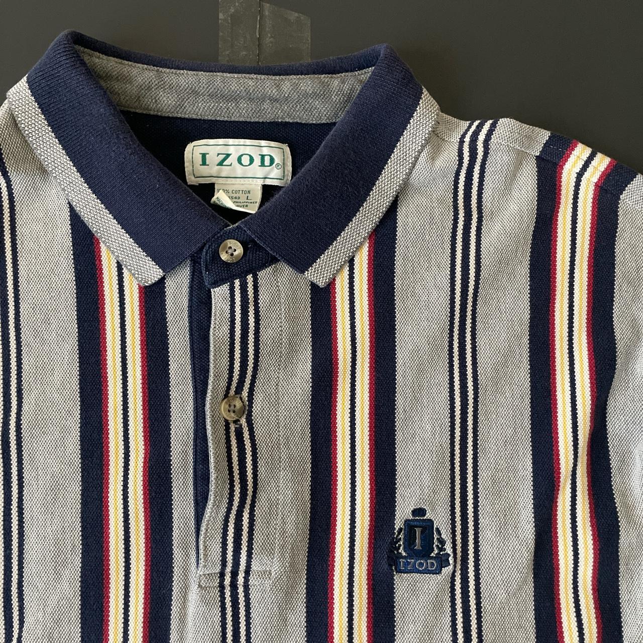 vintage vertical stripe izod polo super cool earth... - Depop