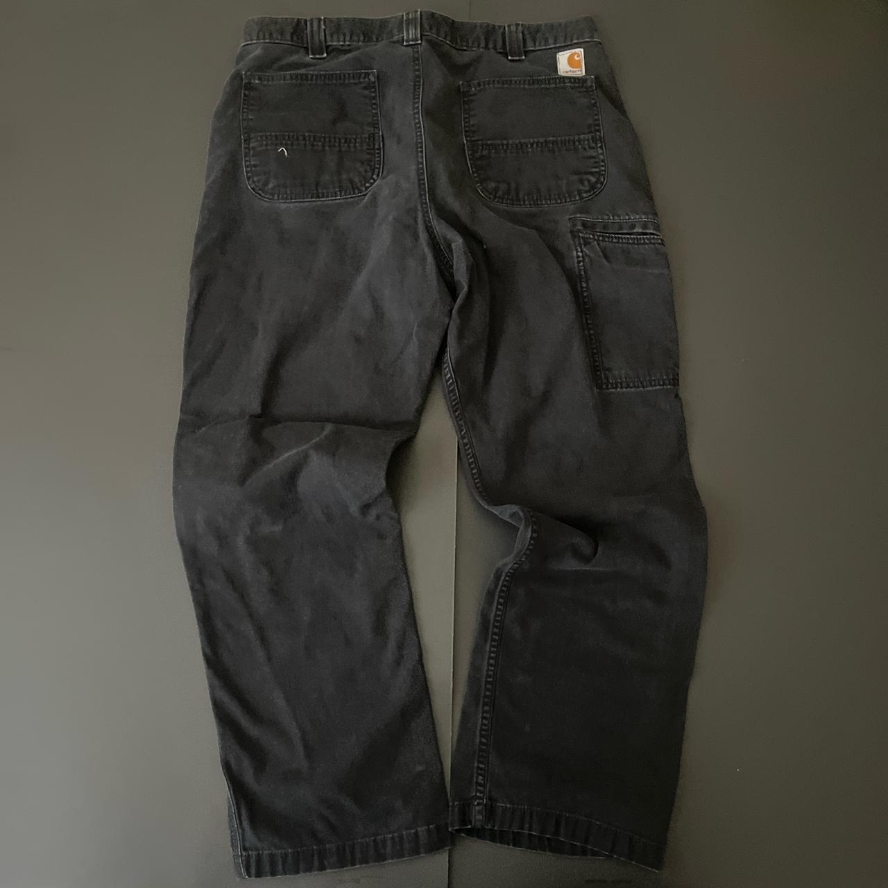 vintage carhartt black carpenter pants work pants 36... - Depop