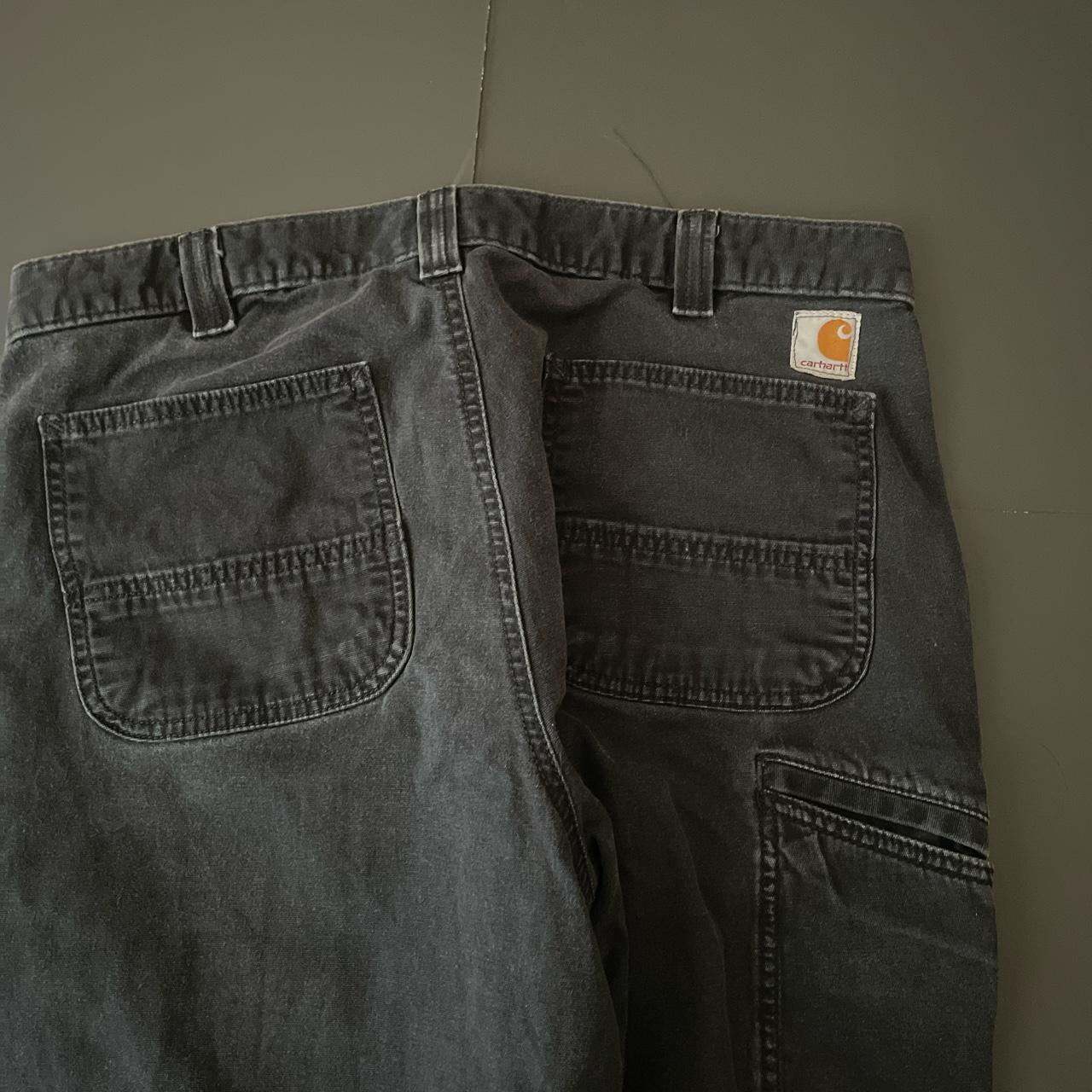 vintage carhartt black carpenter pants work pants 36... - Depop