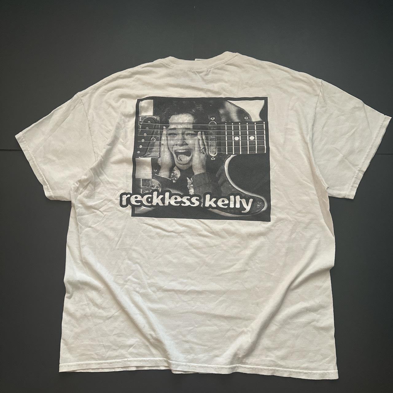 vintage reckless kelly guitar band shirt white and... - Depop