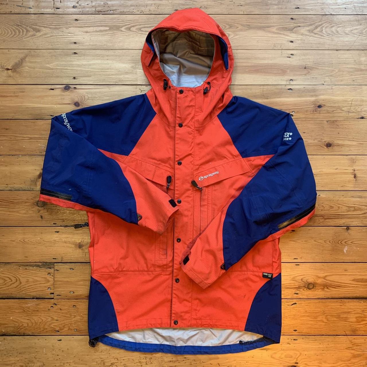 Vintage Sprayway Gore-Tex XCR orange and navy blue... - Depop