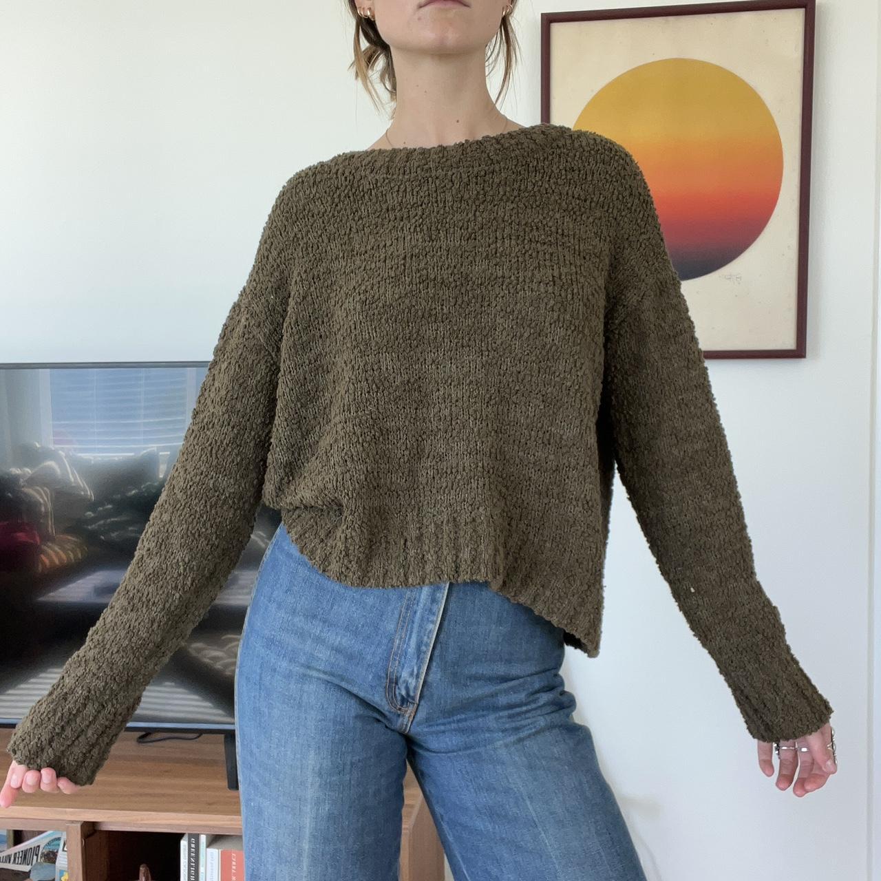 cute chunky olive green sweater. fits like a medium,... - Depop