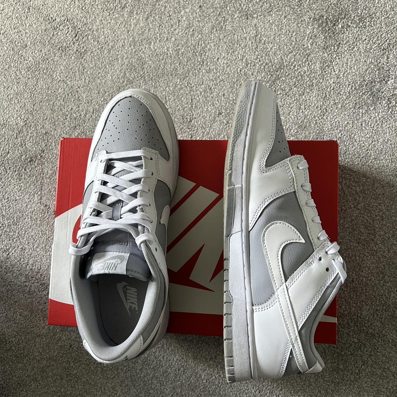 NIKE DUNK LOW RETRO WHITE GREY only worn a couple... - Depop