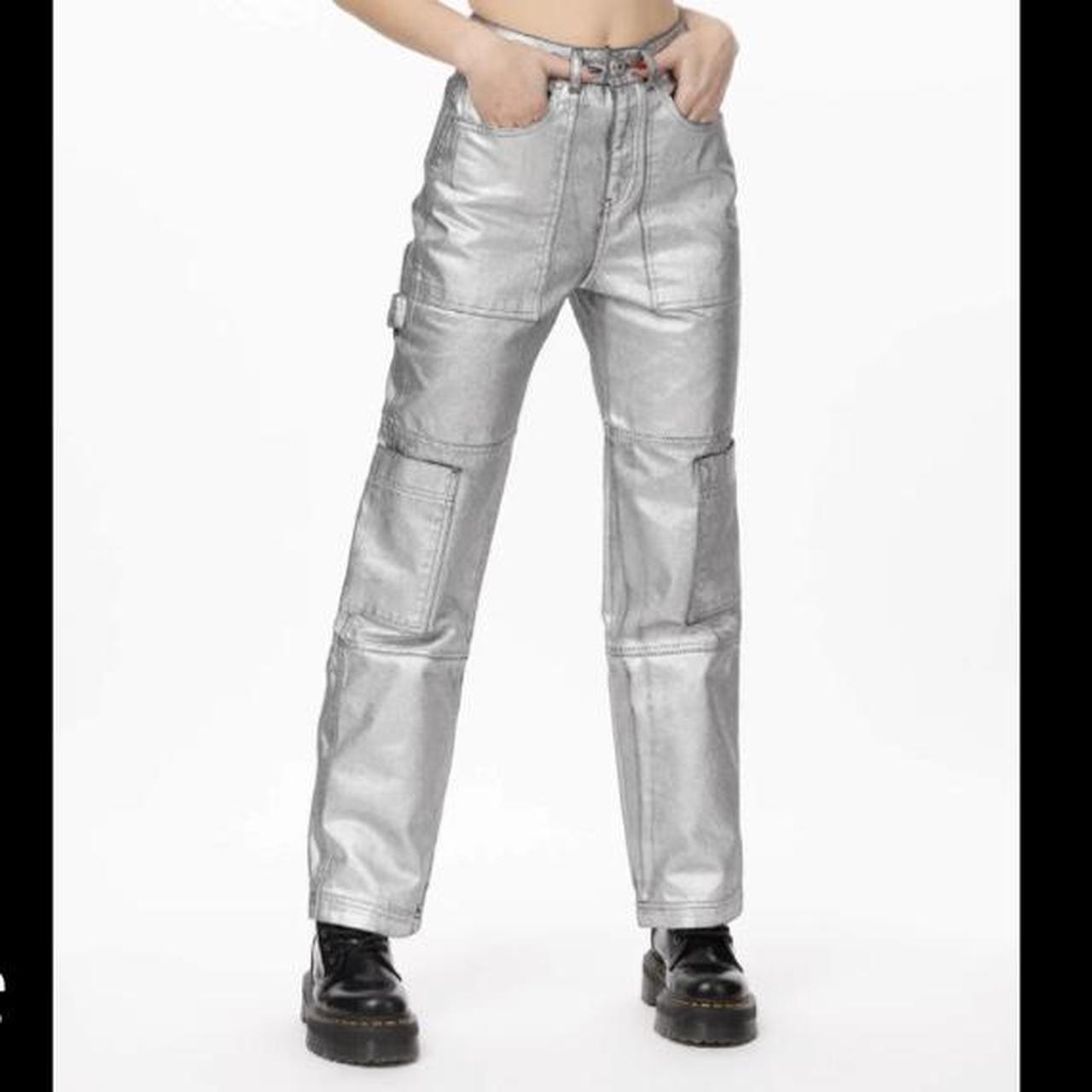 Coolest silver y2k Ragged Priest cargo trousers!!... - Depop