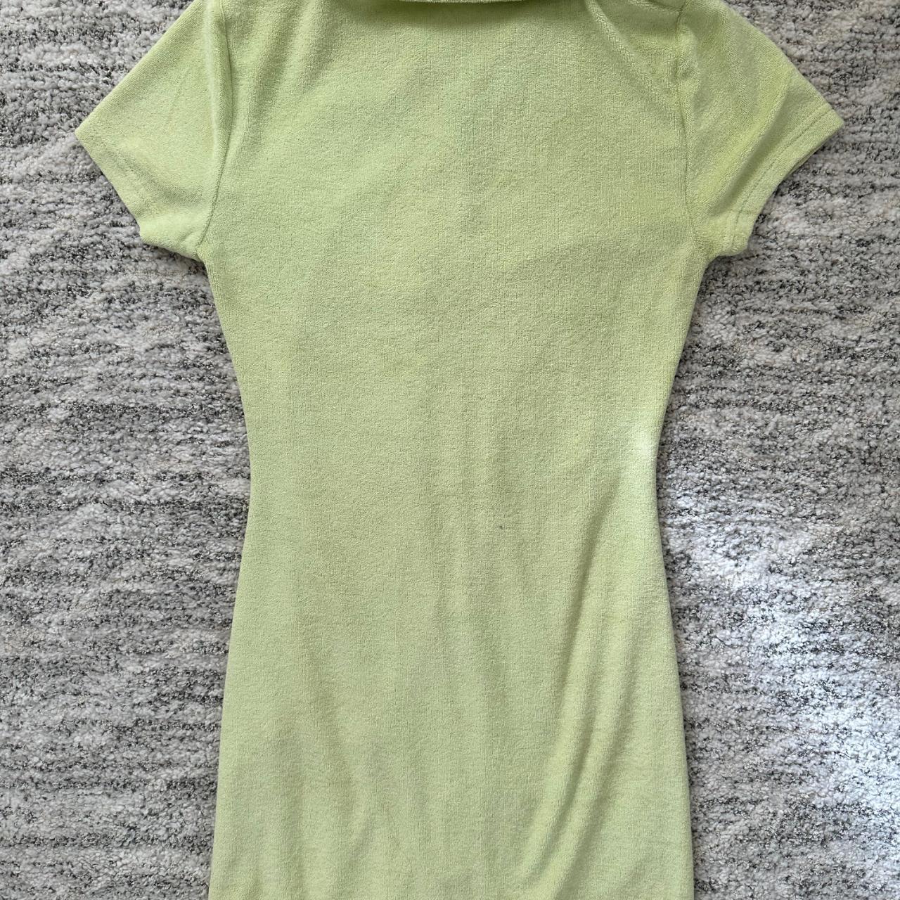 Lime green terry cloth mini dress with buttons and... - Depop