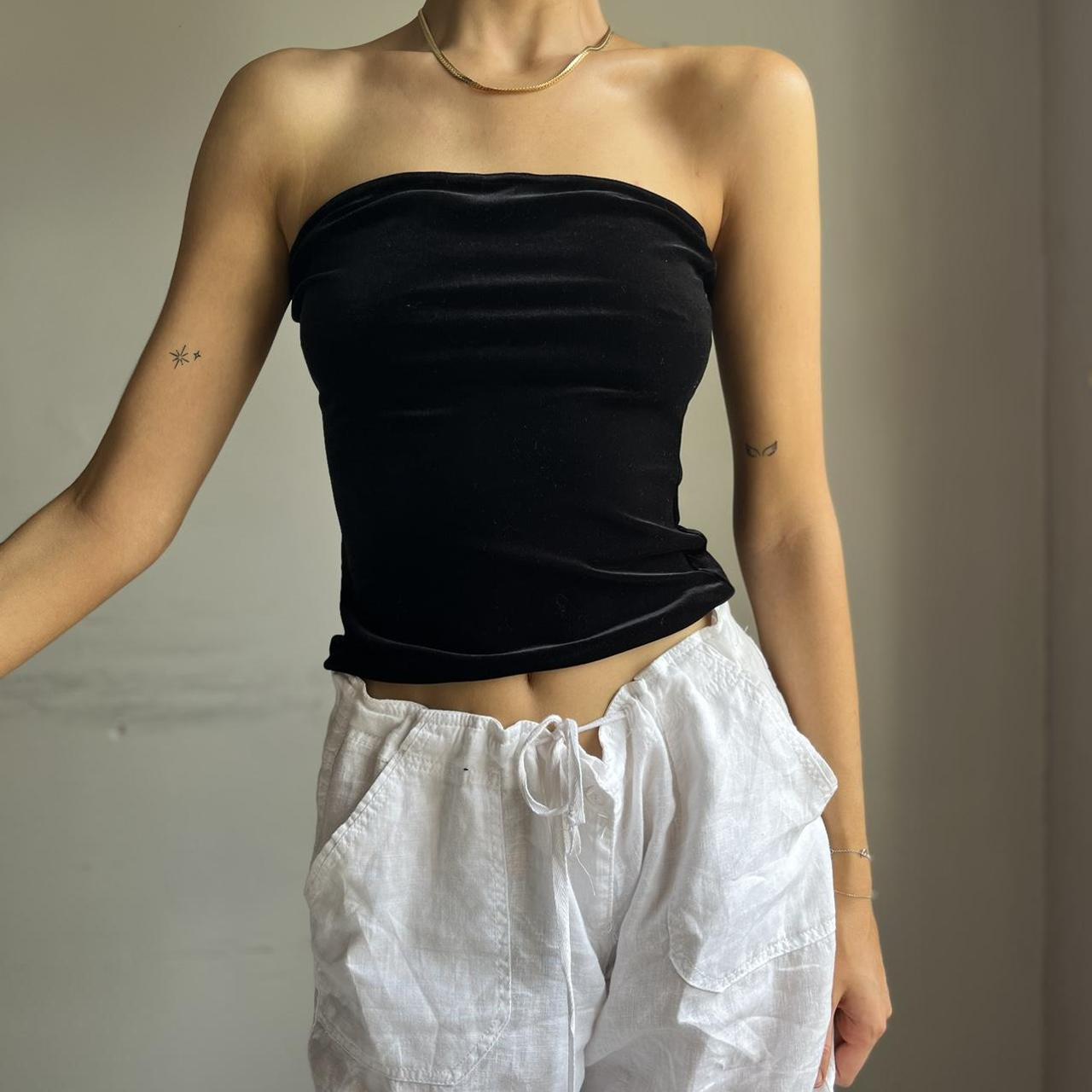 morgan de toi black velvet bandeau boob tube... - Depop