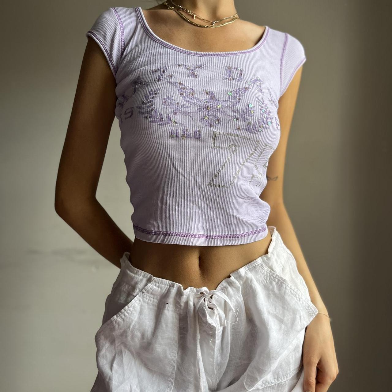 bay trading ribbed lilac purple baby tee t-shirt top - Depop