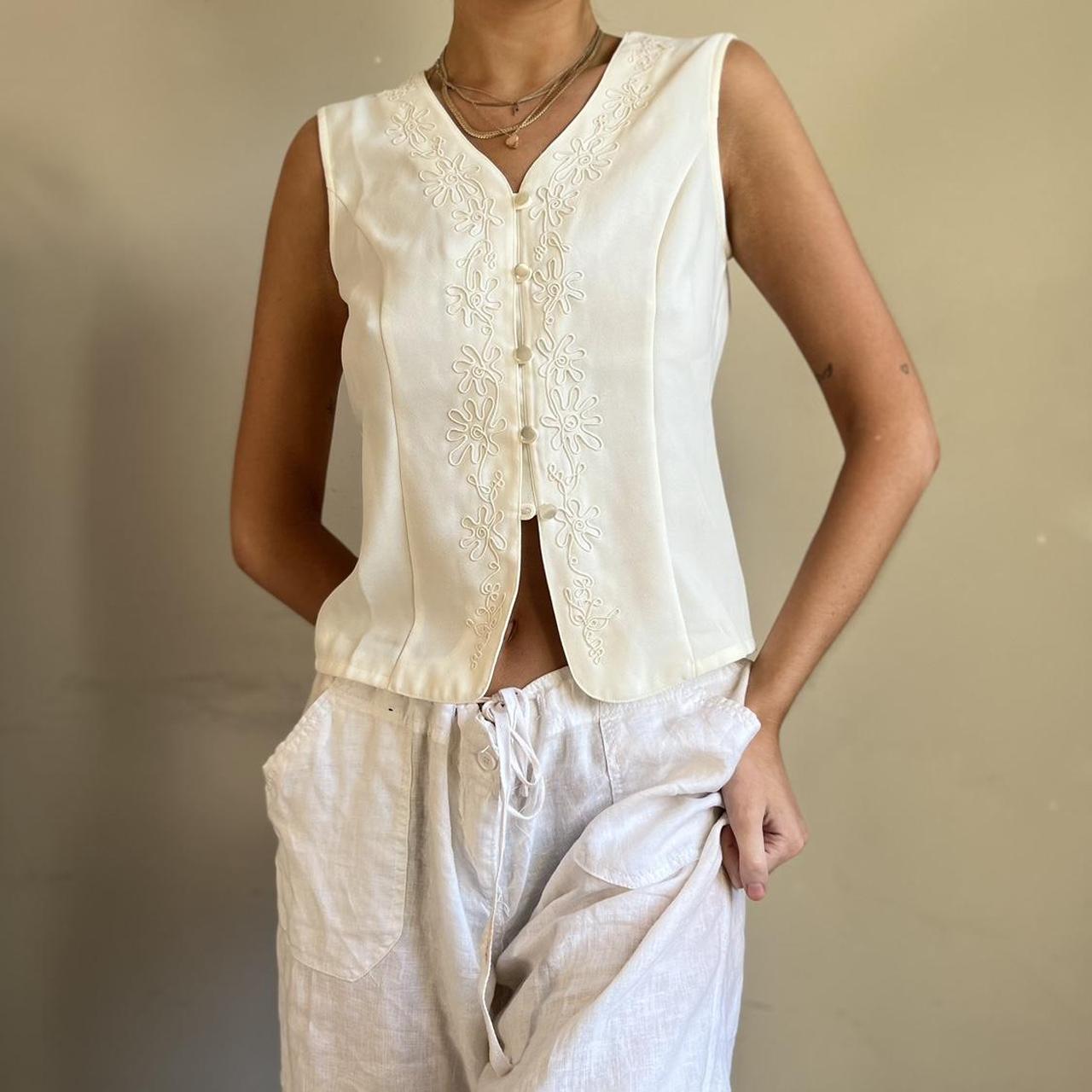stunning cream blouse button up top - Depop