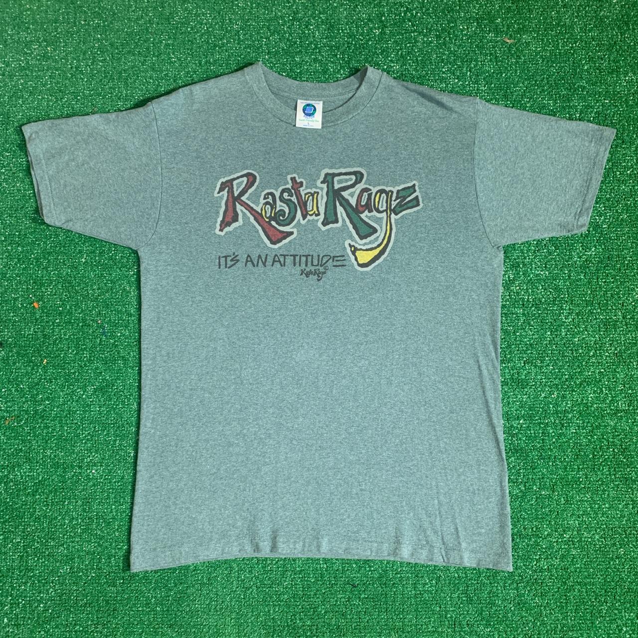 Vintage 90s Rasta Ragz “It’s An Attitude” Green... - Depop