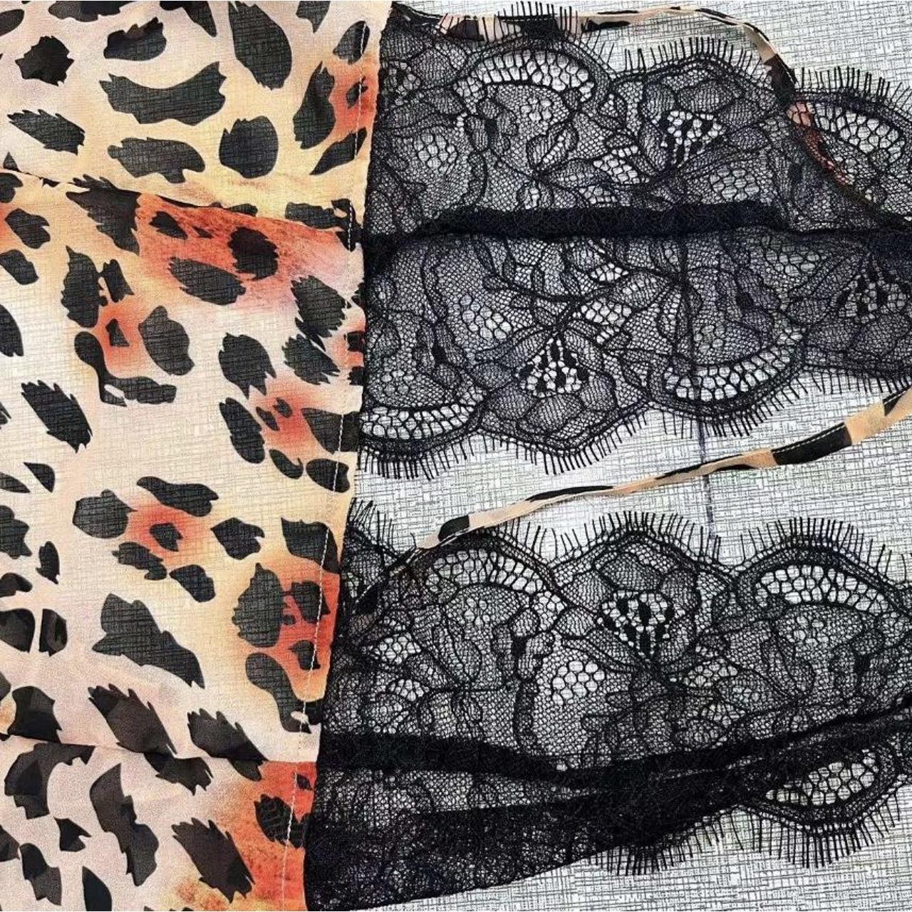 Leopard print and lace dress labelled size M- listed... - Depop