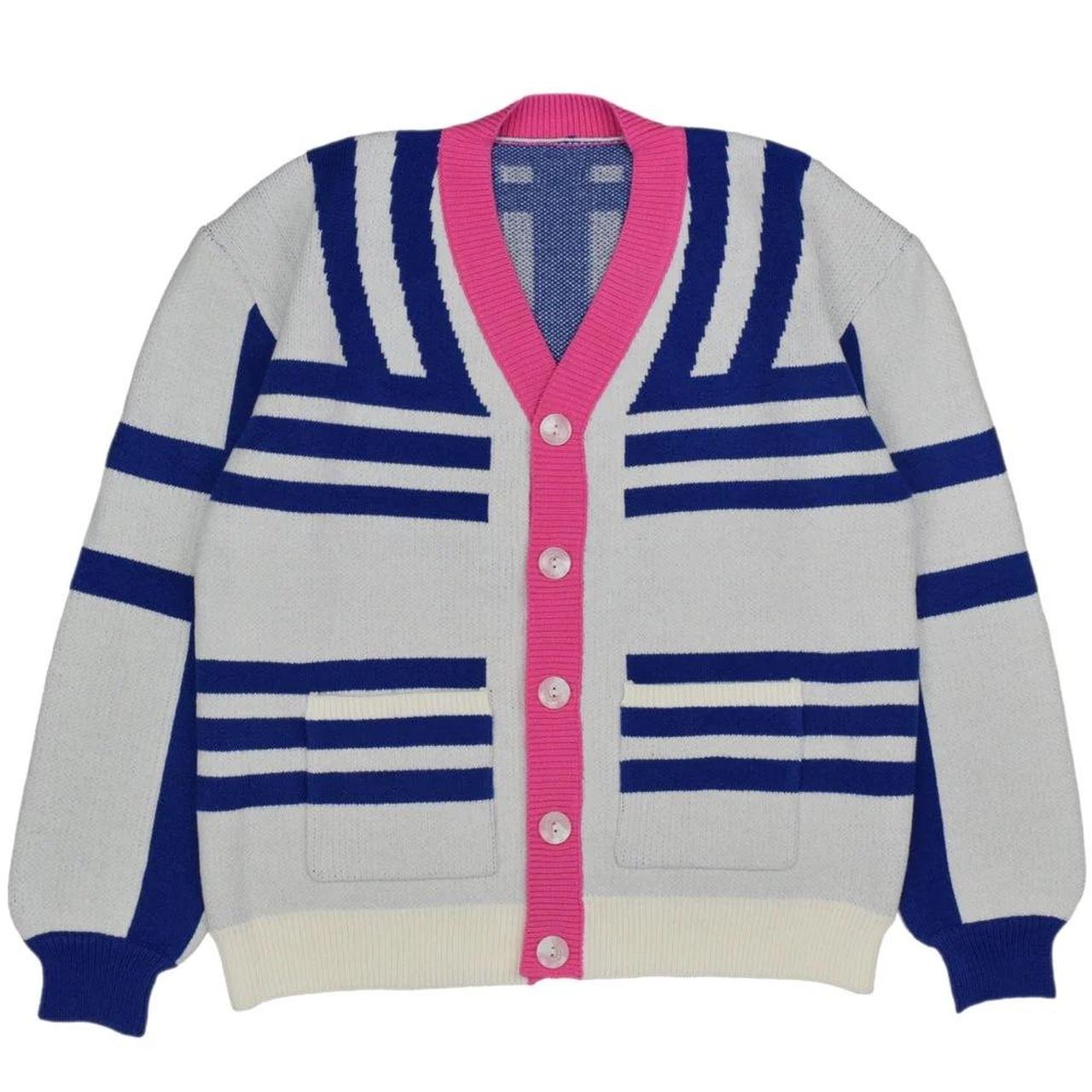 Men's Pink and Navy Cardigan | Depop