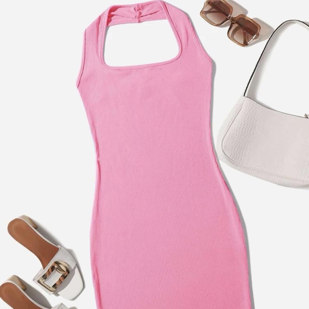 Shein pink mini dress size medium would fit 10-12... - Depop