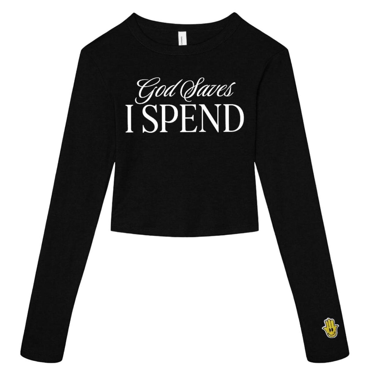 GOD SAVES I SPEND BABY TEE LONG-SLEEVE BY US!... | Depop