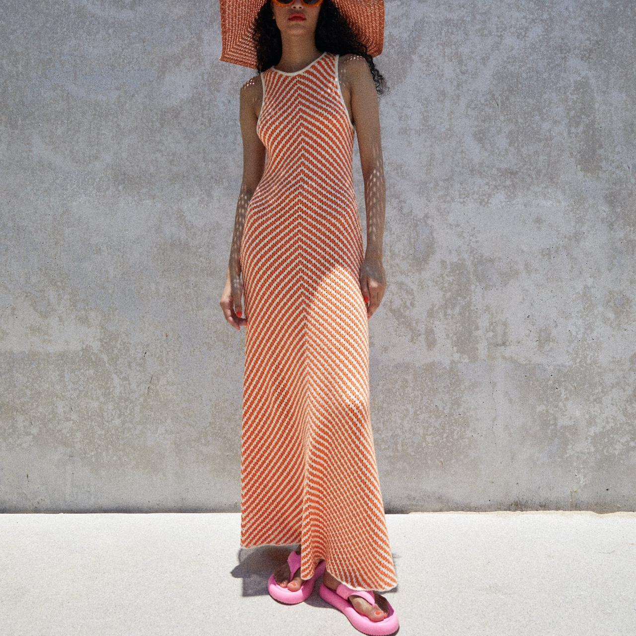 Zara Crochet Summer Dress Sleeveless Knit Dress Depop