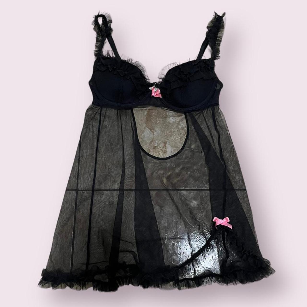 victoria’s secret bra mesh top with ruffles and pink... - Depop