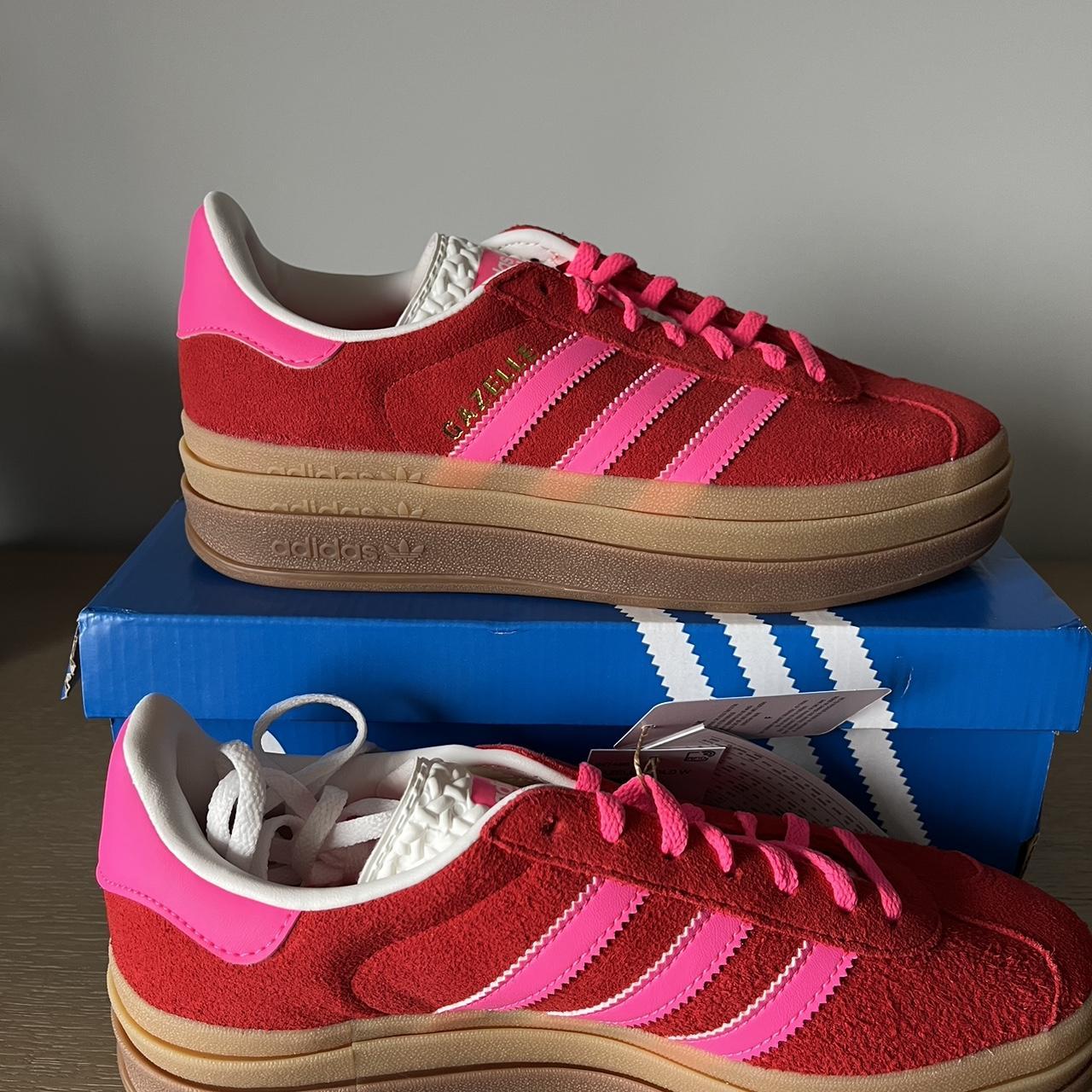 ADIDAS Gazelle Bold Collegiate Red Lucid Pink White... - Depop