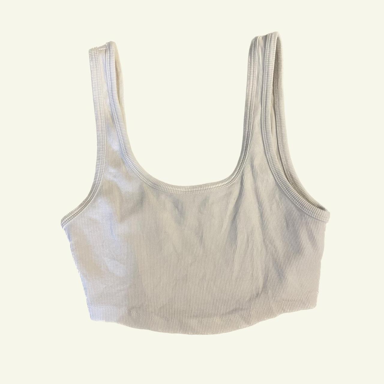Basic square neck ribbed white cami tank top Small... - Depop