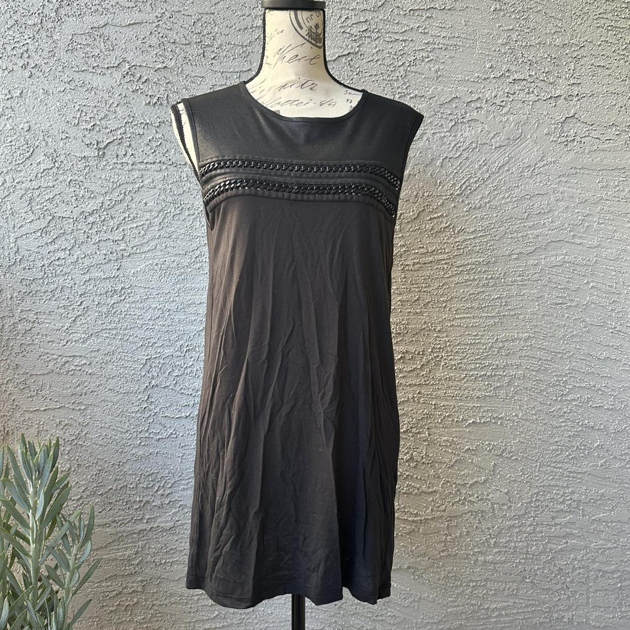 all saints muscle tank dress with black leather and... - Depop