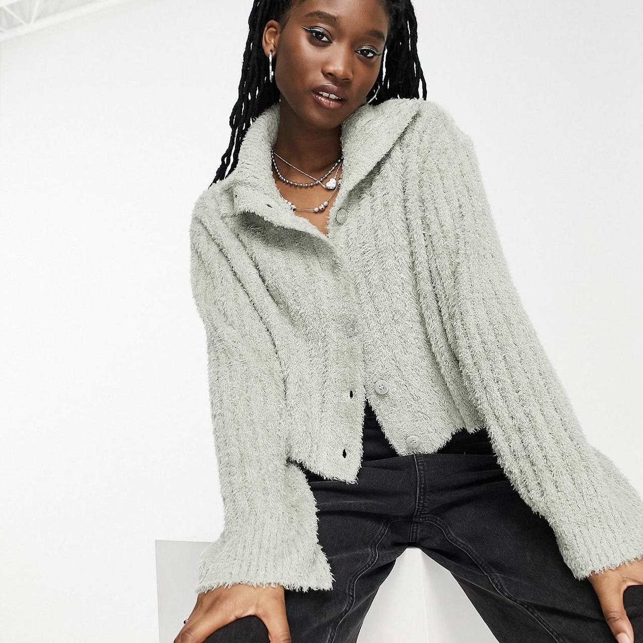 Weekday jada cardigan in dusty green Worn once... - Depop