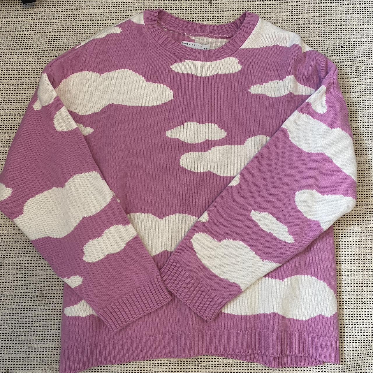 ASOS pink and white cloud jumper Only worn a few... - Depop